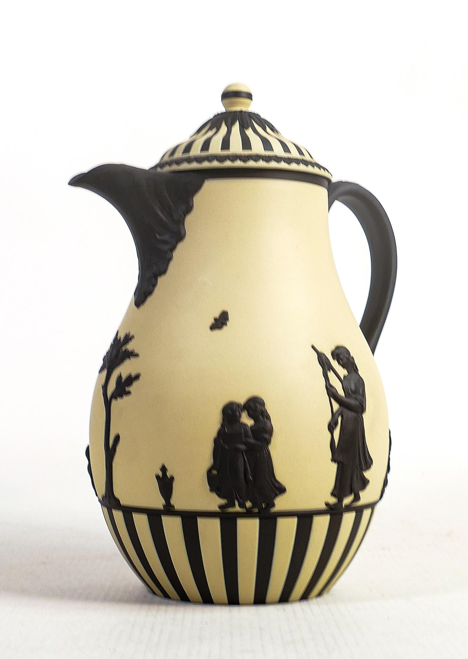 Prestige Wedgwood Black On Primrose Yellow Jasperware Coffee Pot ...