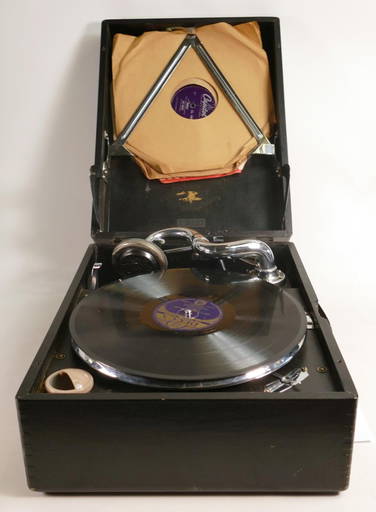 Export Standard Black Box Type Portable Gramophone.