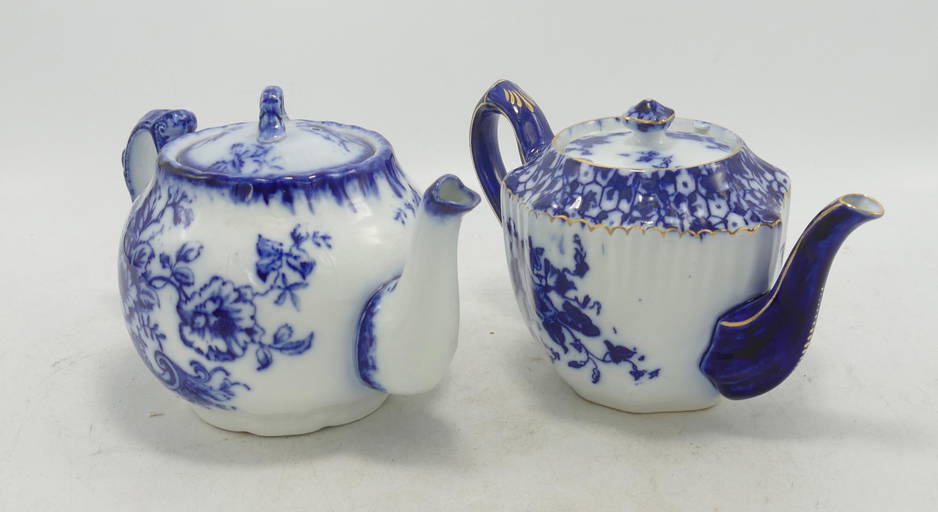 Carlton Blush Ware Blue & White Teapots With Floral Decoration, By ...