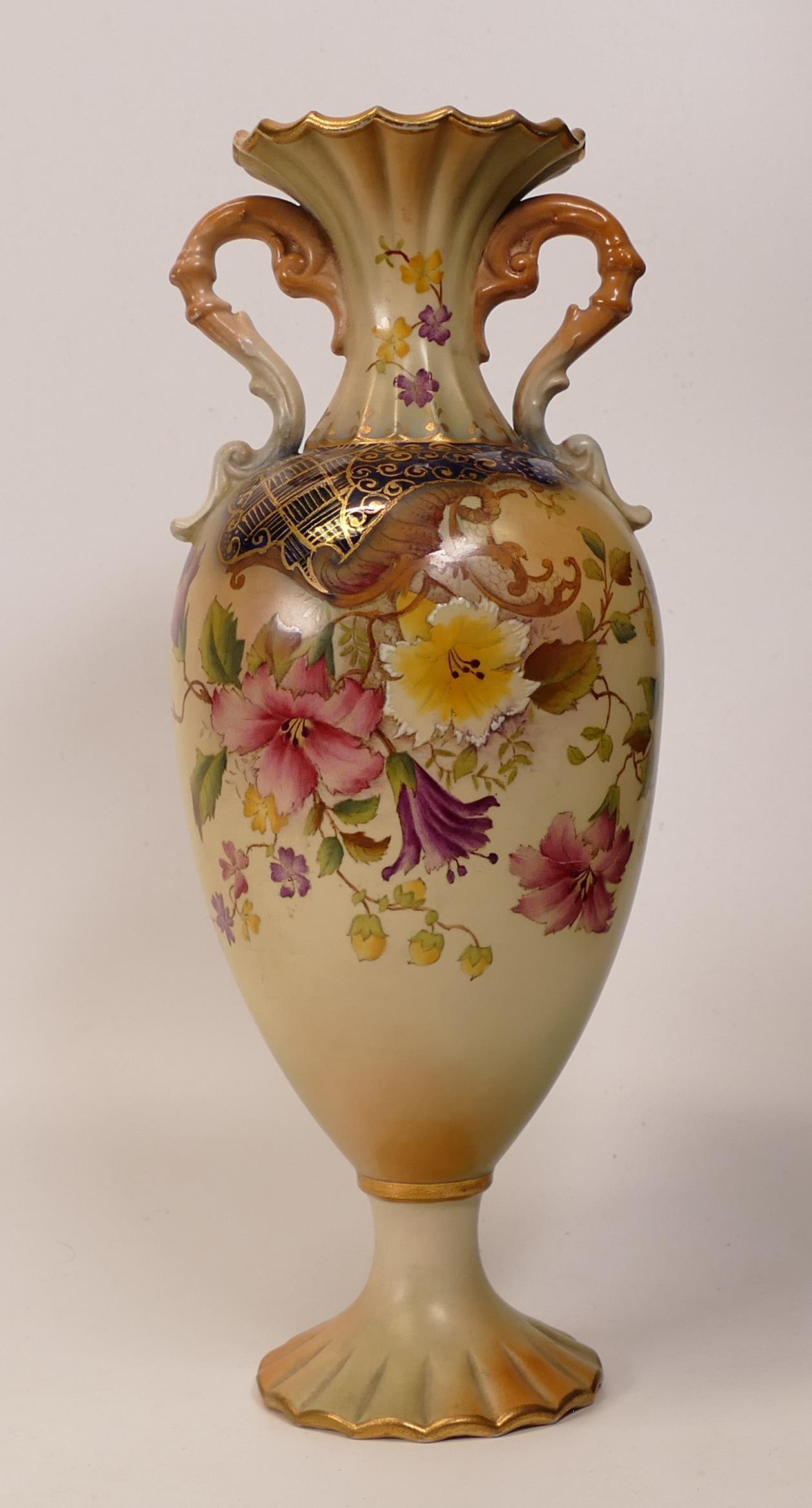 Carlton Blush Ware Floral Twin Handled Vase By Wiltshaw & Robinson ...