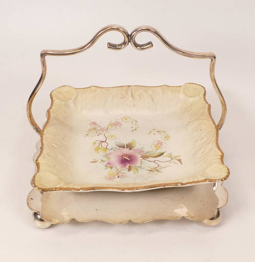 Carlton Blush Ware With Metal Framed Dseving Dish With Petunia Floral ...