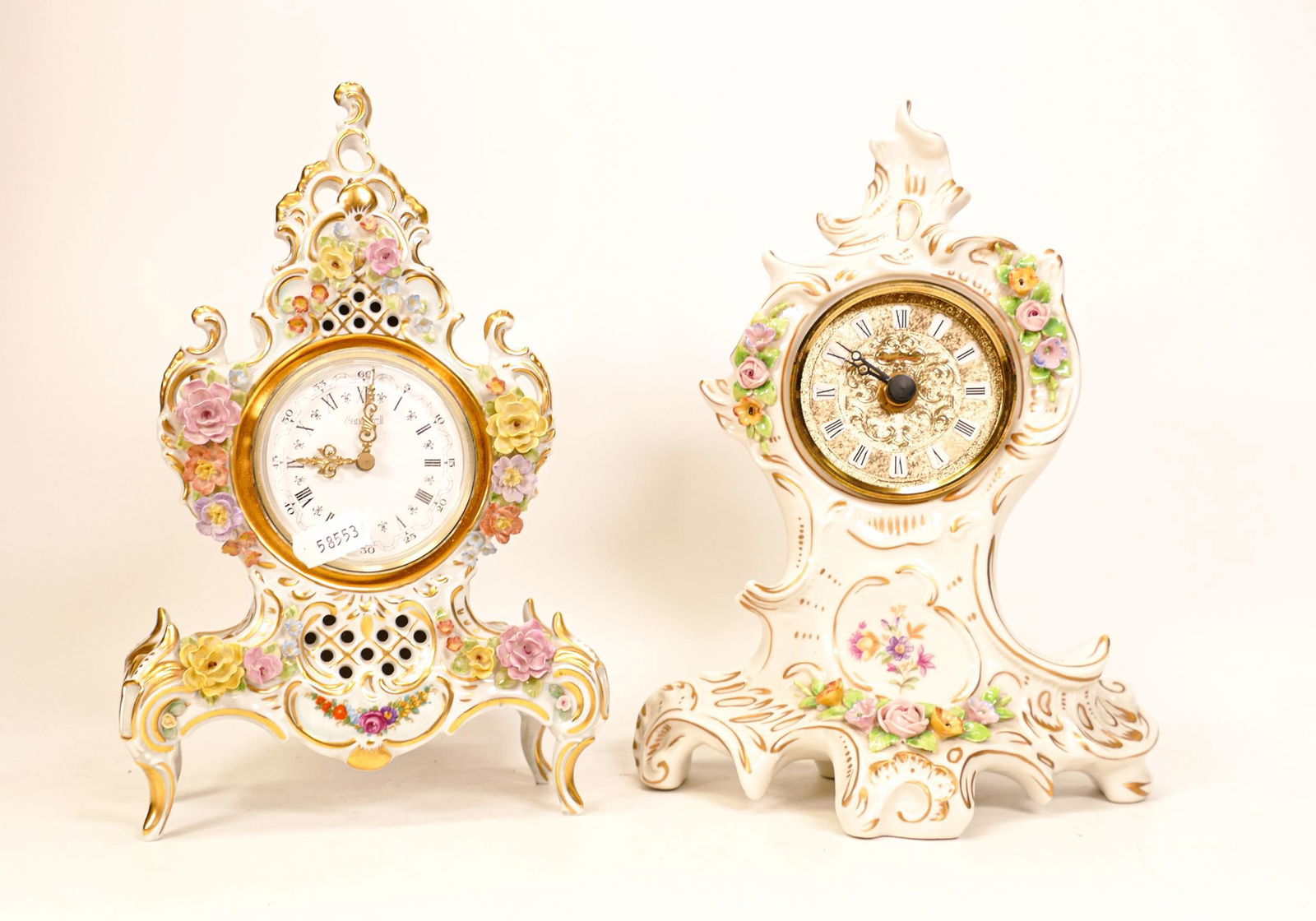 Two 20th Century Dresden Porcelain Mantle Clocks To Include On ...