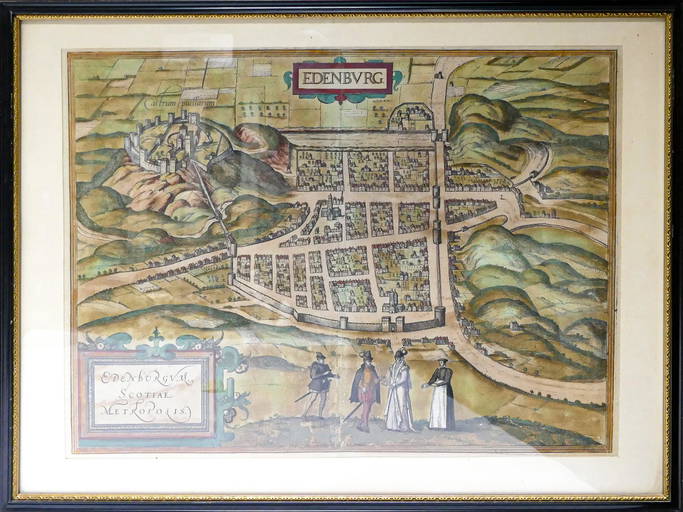Edinburgh Edenburg Hand Coloured Original Map From The Atlas Civitates ...