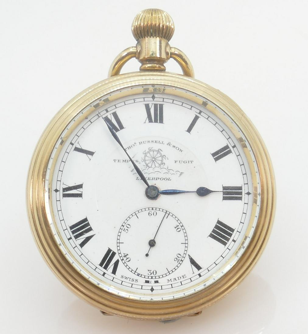 Thomas Russell Liverpool Gold Plated Open Faced Gents Pocket Watch ...