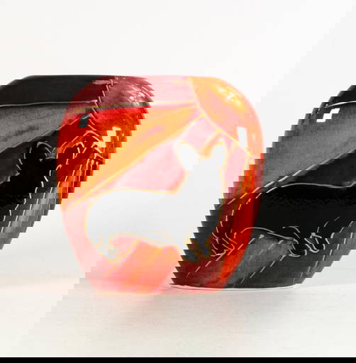 Anita Harris Deco Dog Sunburst Vase Corgi. Gold Signed To Base, Height 12cm