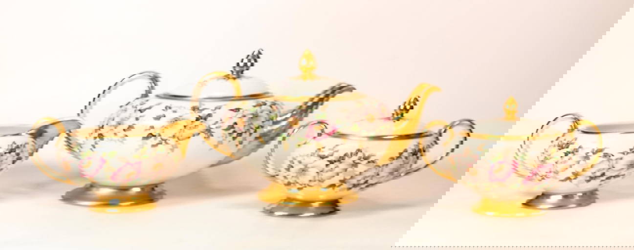 Sadler Floral And Gilt Tea Service To Include Teapot, Milk Jug And ...