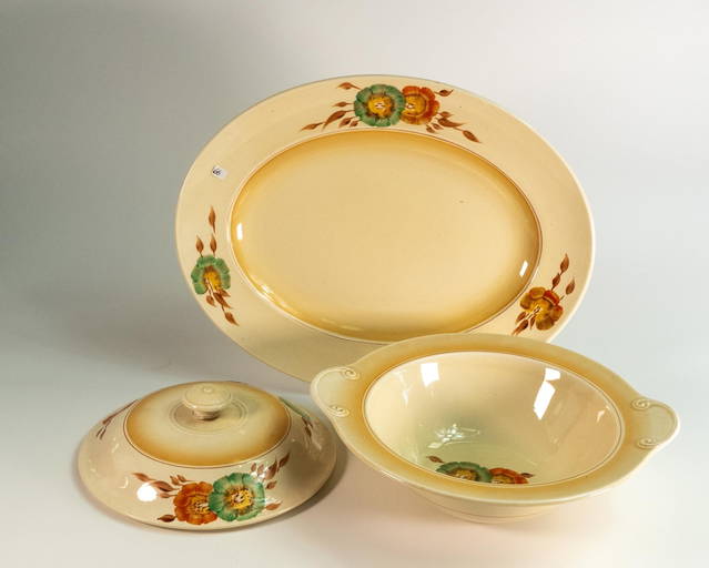 Clarice Cliff Corolla Patterned Oval Plate & Tureen, Length Of Largest ...