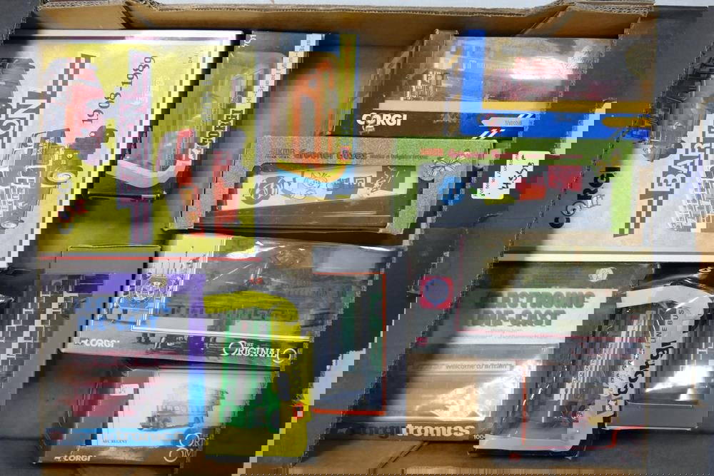 A Collection Of Boxed Corgi Model Buses Including Barton Transport Set ...