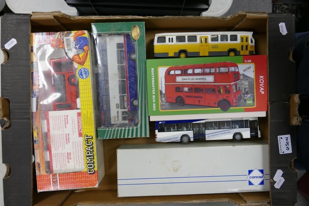 A Mixed Collection Of Vintage Toy Buses Including Joal Compact Bus, Csm ...