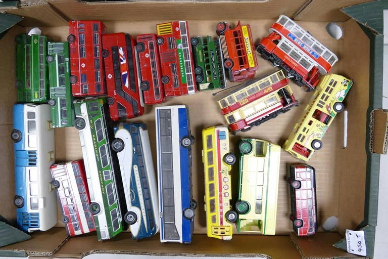 A Collection Of Vintage Model Toy Buses Including Corgi Trams , Coaches ...