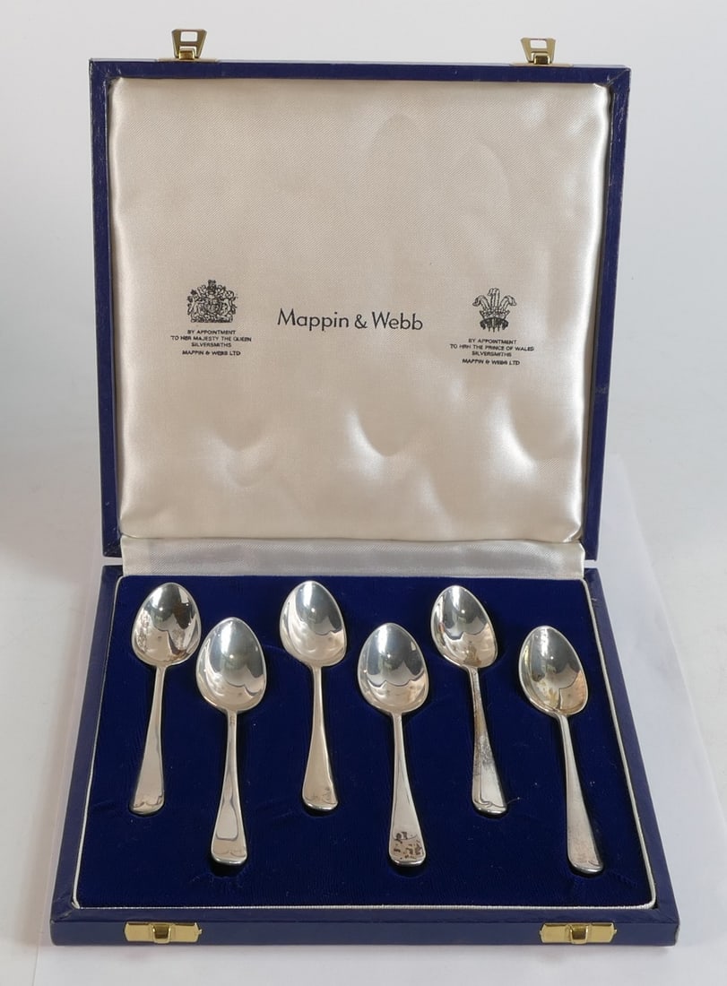 Set Of Mappin & Webb Royal Wedding 1981 Silver Spoons, 93.7g In Leather Presentation Box. Auction