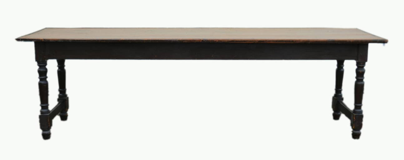 19th Century Church Refectory Table On Turned Legs On Half Bar ...