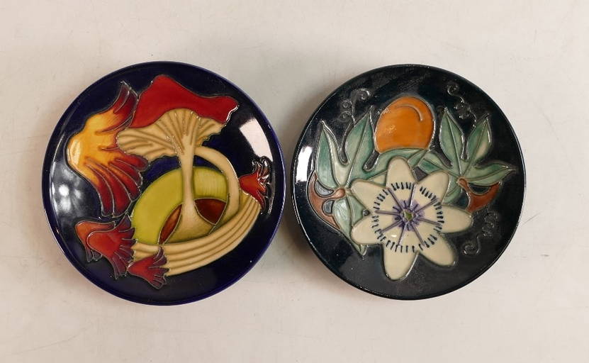 Two Moorcroft Pin Dishes To Include Passionfruit And Parasol Dance (2)