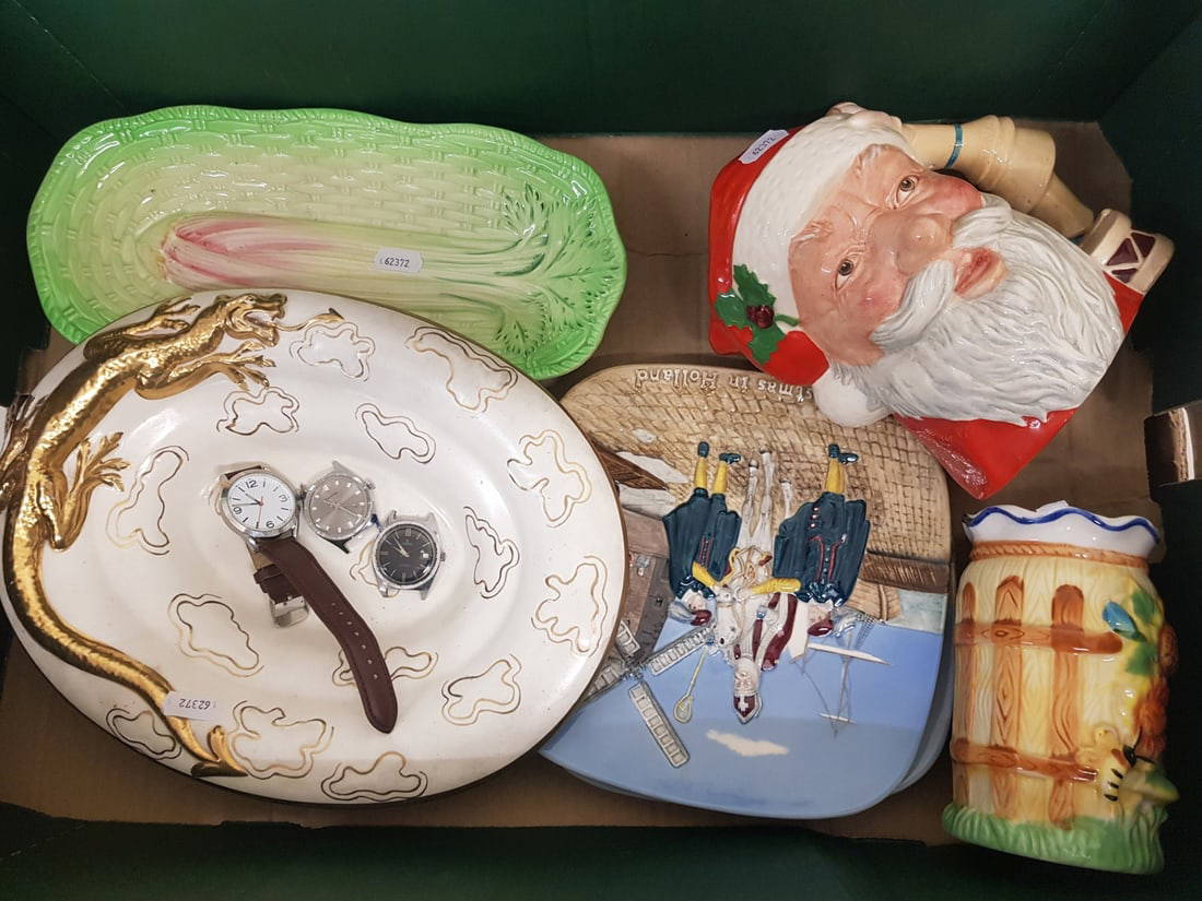 A Mixed Collection Of Items To Include A Falcon Ware Dragon Dish ...