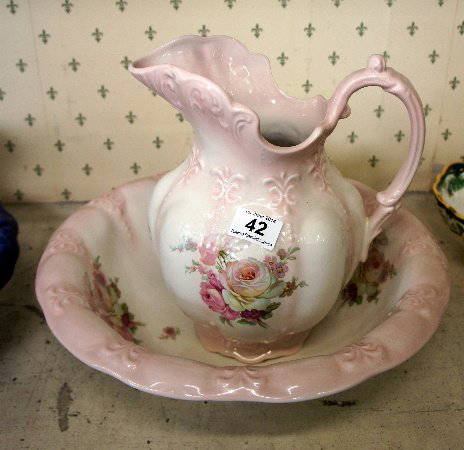 Blakeney Pottery Large Floral Jug & Bowl