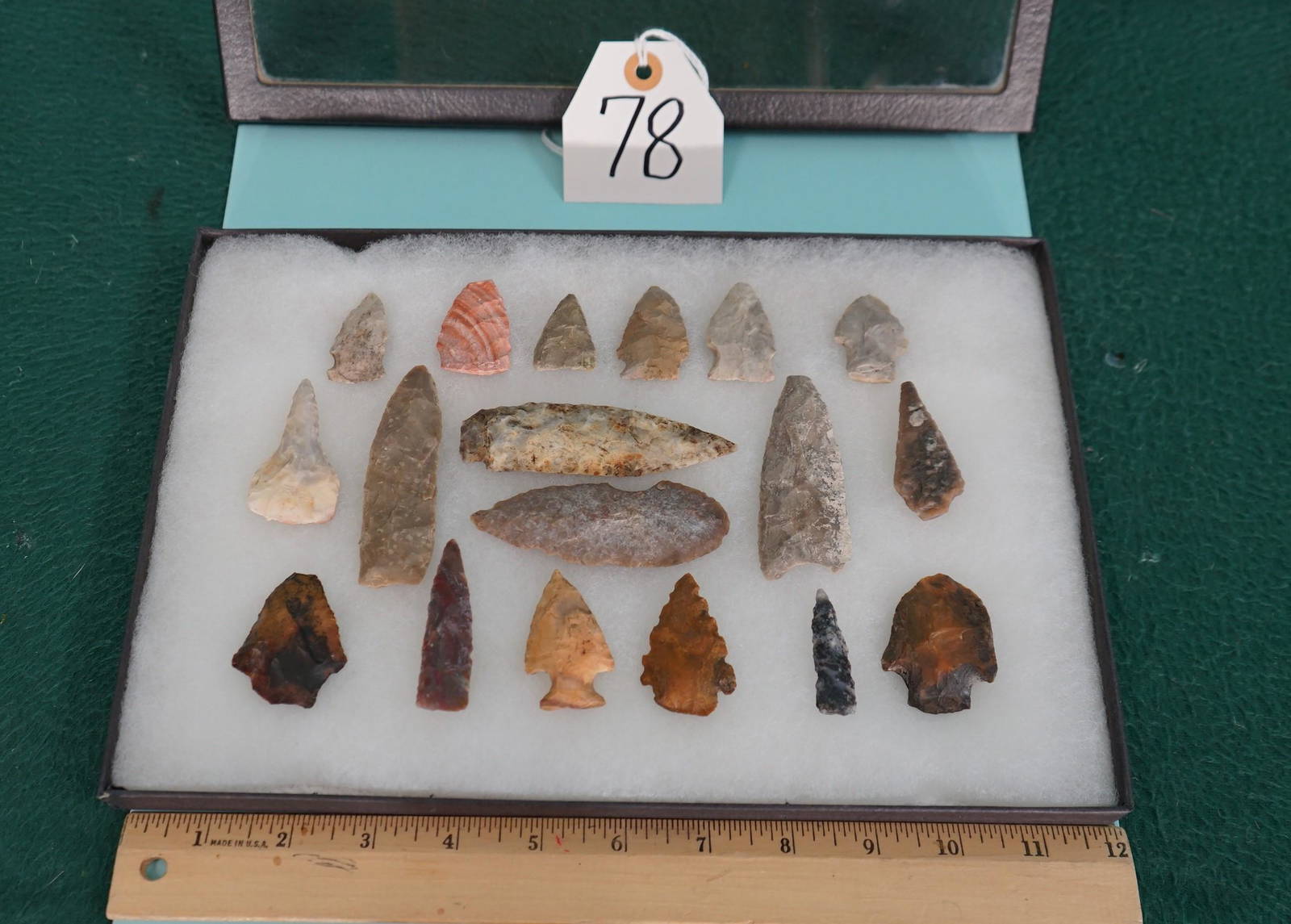 Large Display Case Of Texas Arrowheads & Spear Points Artifacts Relic ...