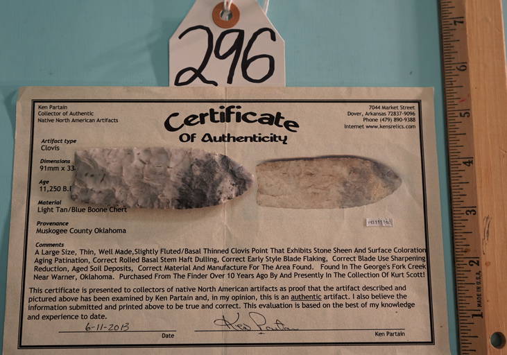 Rare Authentic Clovis Point Paleo Period Artifact Arrowhead W/coa