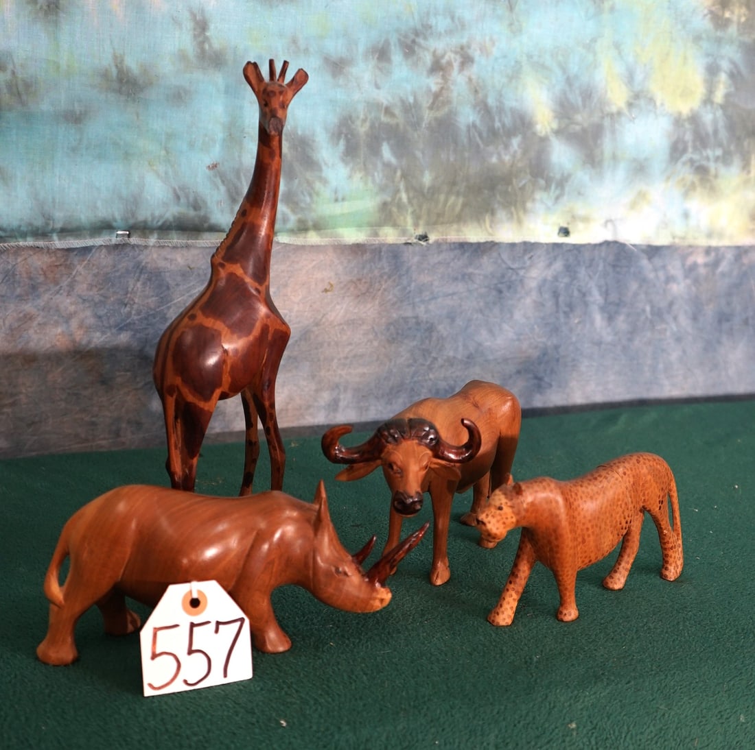 Four Hand Carved African Wood Animals
