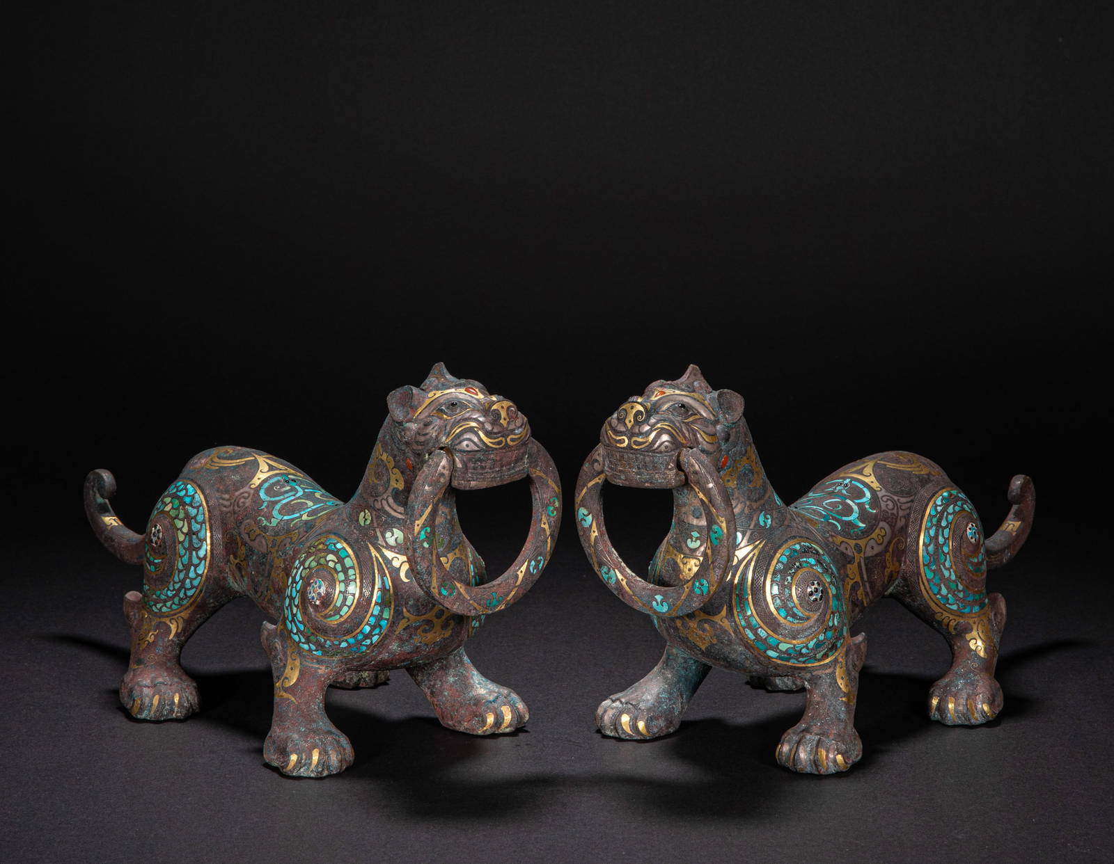 Before The Ming Dynasty, A Pair Of Golden Beasts Auction