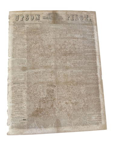 Jan 26th 1861 Upson Pilot Thomaston Ga Civil War Newspaper