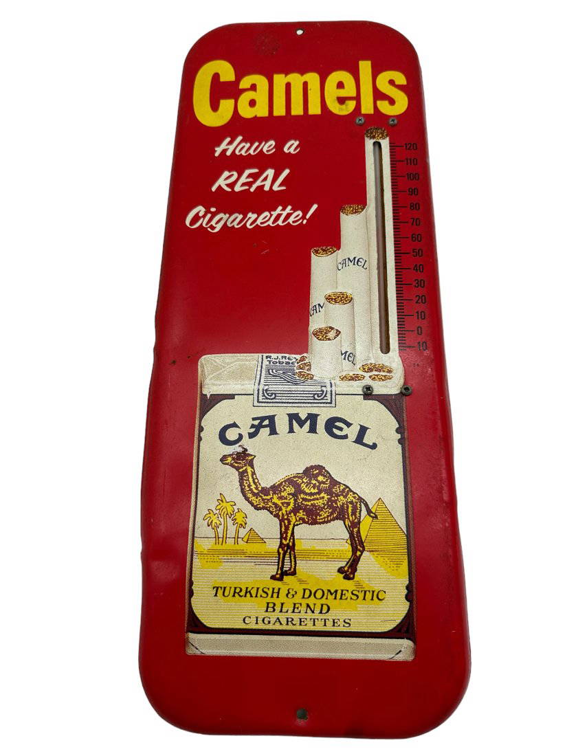 Vintage Camel Cigarette Metal Advertising Thermometer Auction