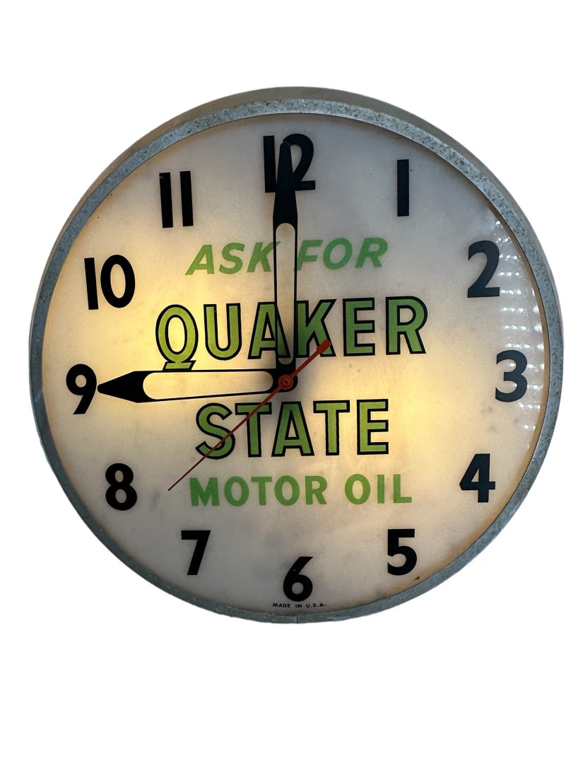 Vintage Dualite Ask For Quaker State Motor Oil Clock