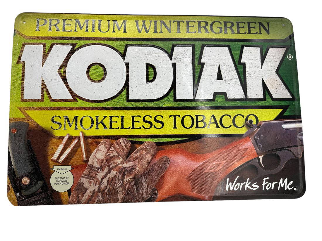 Kodiak Smokeless Tobacco Metal Display Advertising Sign Auction