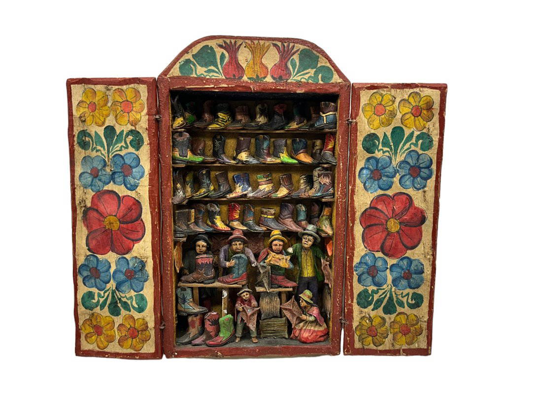 Eleudora Jimenez Family Folk Art Diorama Boot Village Auction