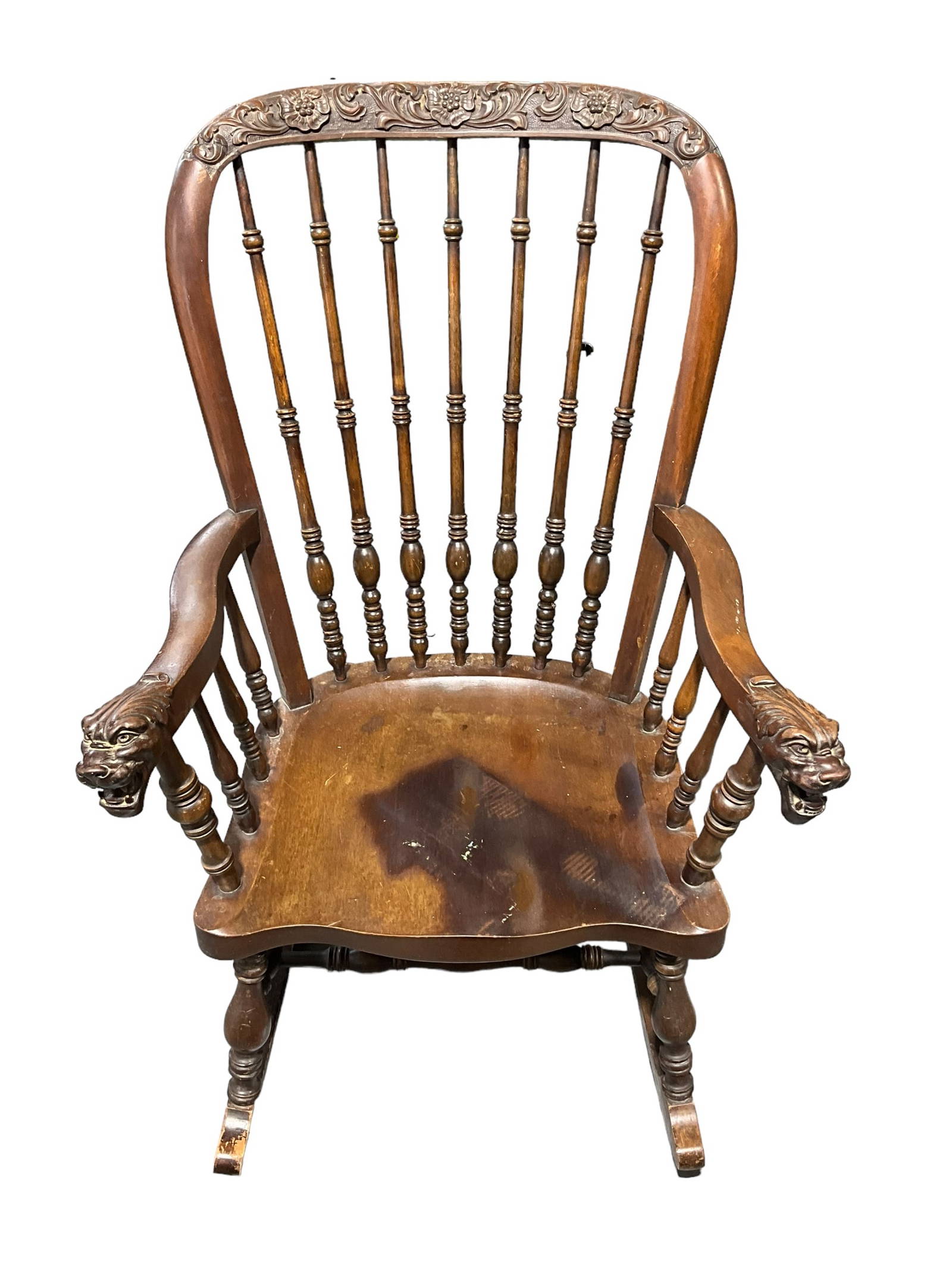 19th Century Lion Head Carved Rocking Chair Auction