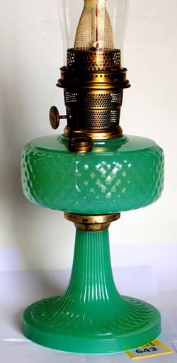 Diamond Quilt Jade Green Moonstone Aladdin Lamp