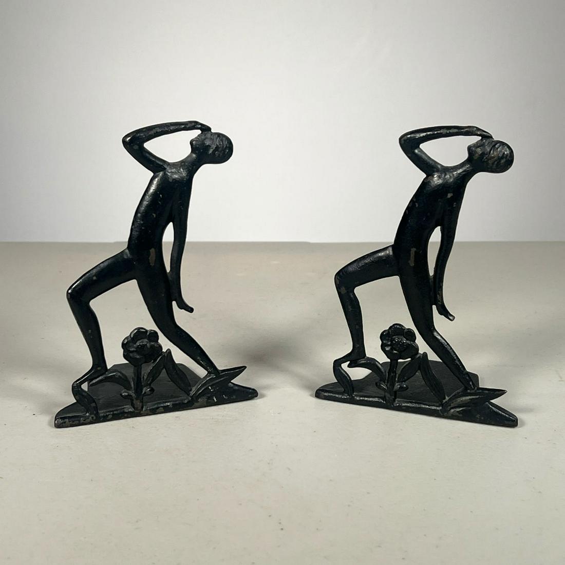 (2pc) Art Deco Women Bookends Auction