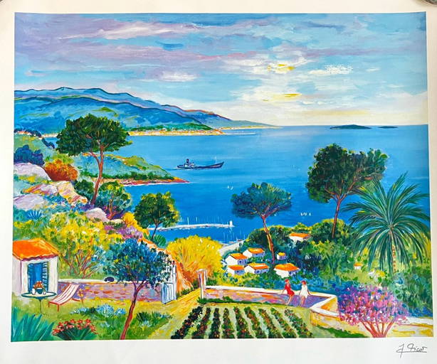 Jean Claude Picot “two Femmes Au Jardin A Theoule”seriolithograph