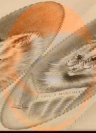 Louis Wain Color Pencil On Paper Unframed