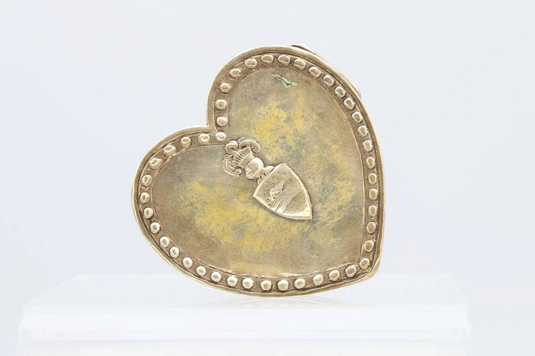 Antique 1900s Silver Heart Shaped Jewelry Box, Belgium, Continental ...