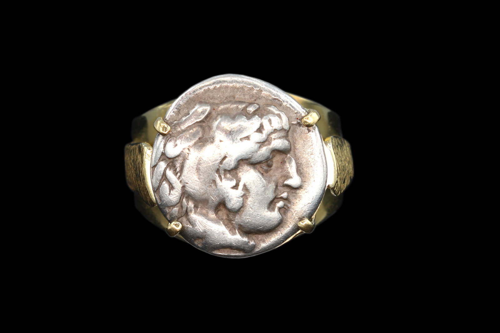 Ancient Greek Medusa Silver Coin On A 18 Karats Gold Ring Setting ...