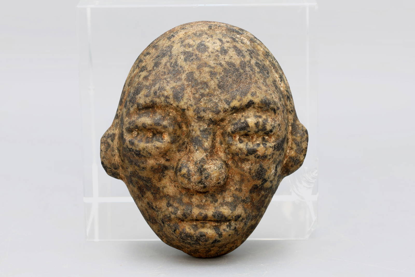 Precolumbian Mesoamerican Carved Brown Stone Mask, Mayan Chontal ...