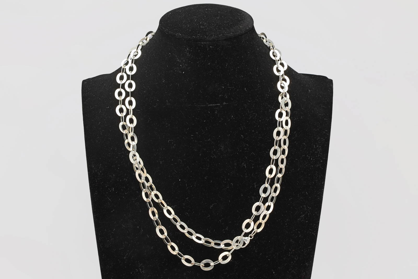 Vintage 1990s Sterling Silver Flat Rolo Chain Necklace, Fashion Jewelry ...