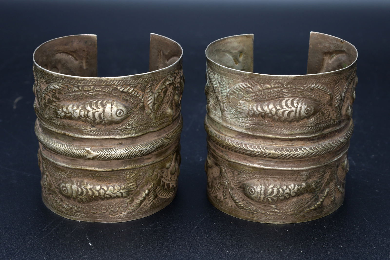 Buy Pair Of Handmade Siwa Oasis Silver Cuff Bracelets With Fish And ...