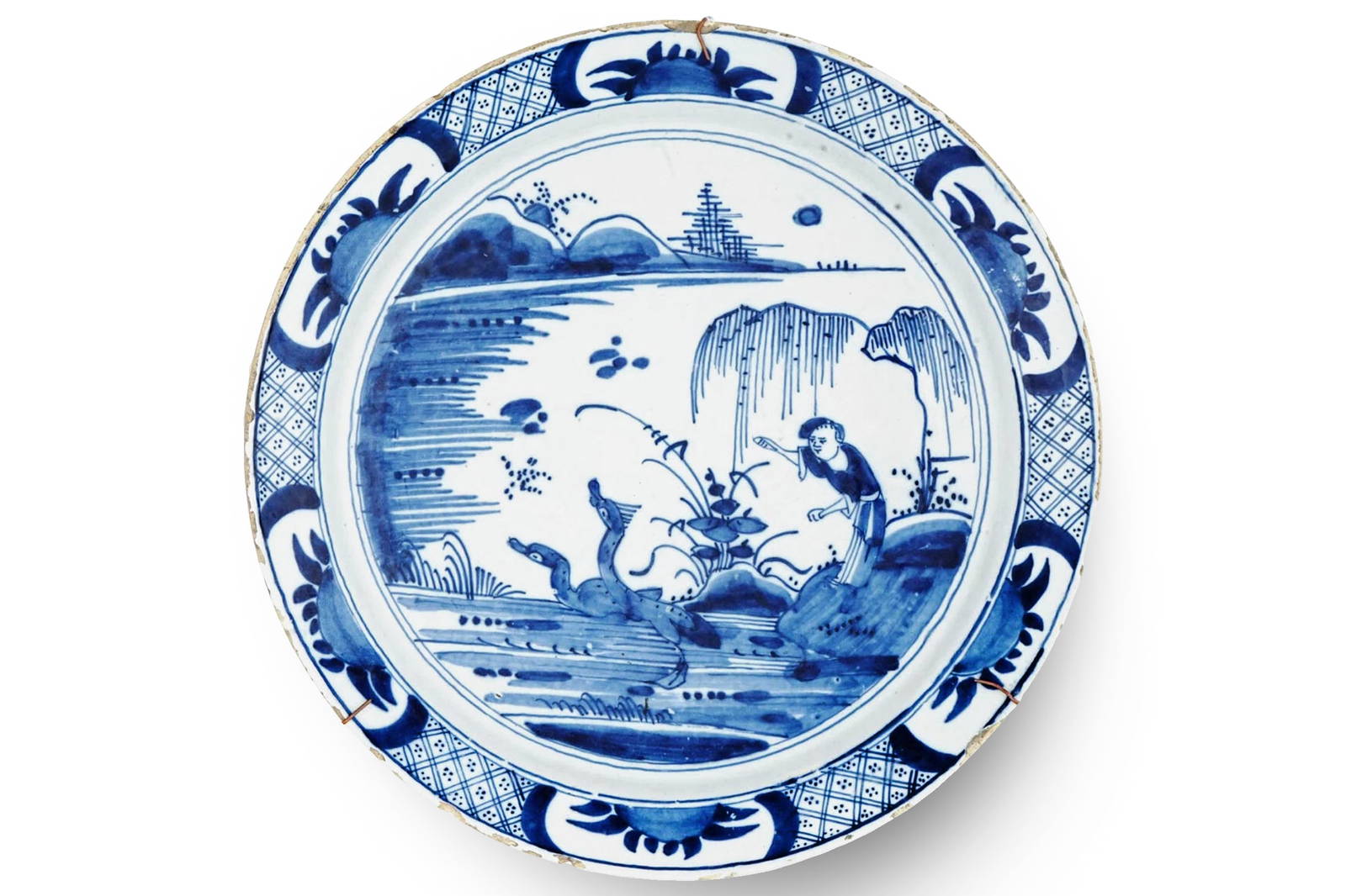 Buy Antique 18th Century Blue And White Charger Plate, Rare 1720s ...