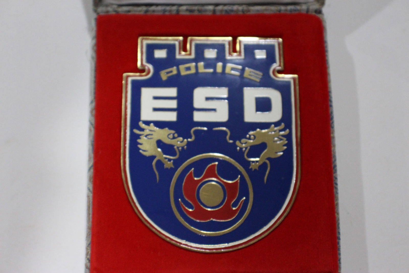 Esd Chinese Police Badge/plaque In Fitted Case