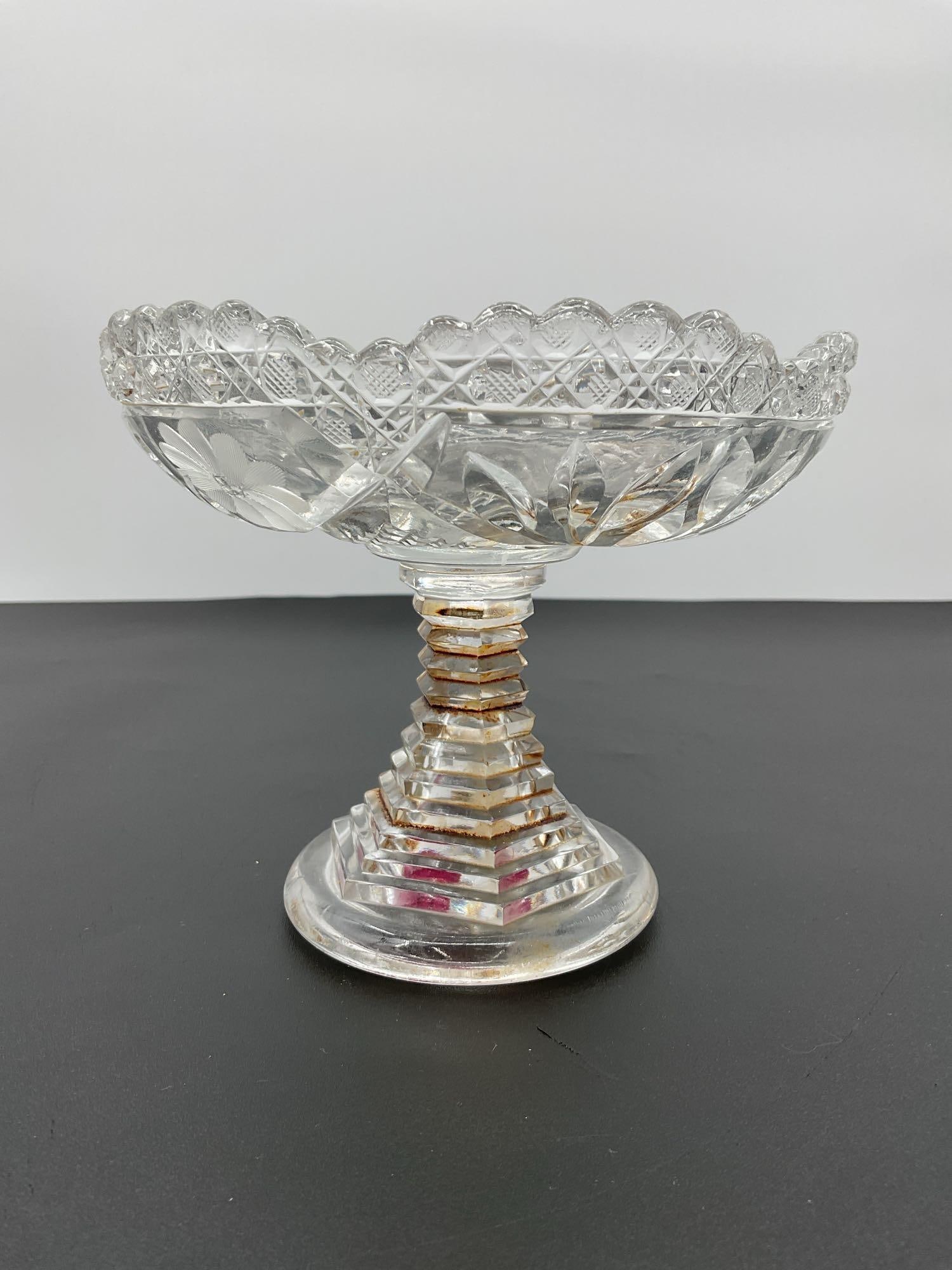 Antique Cut Crystal Compote Dish Auction