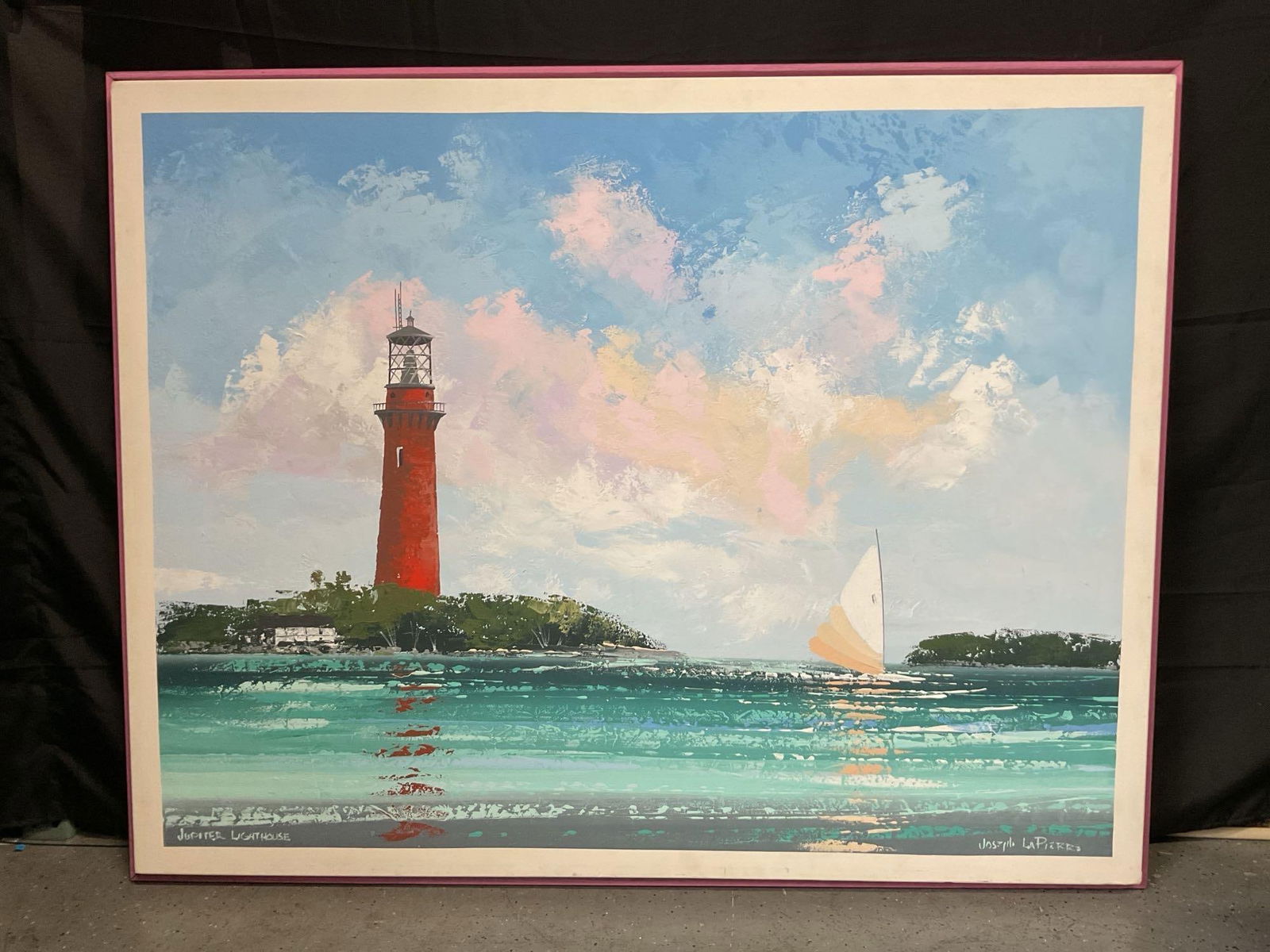 Jupiter Lighthouse By Joseph Lapierre (american, 1945 2009) Acrylic On ...