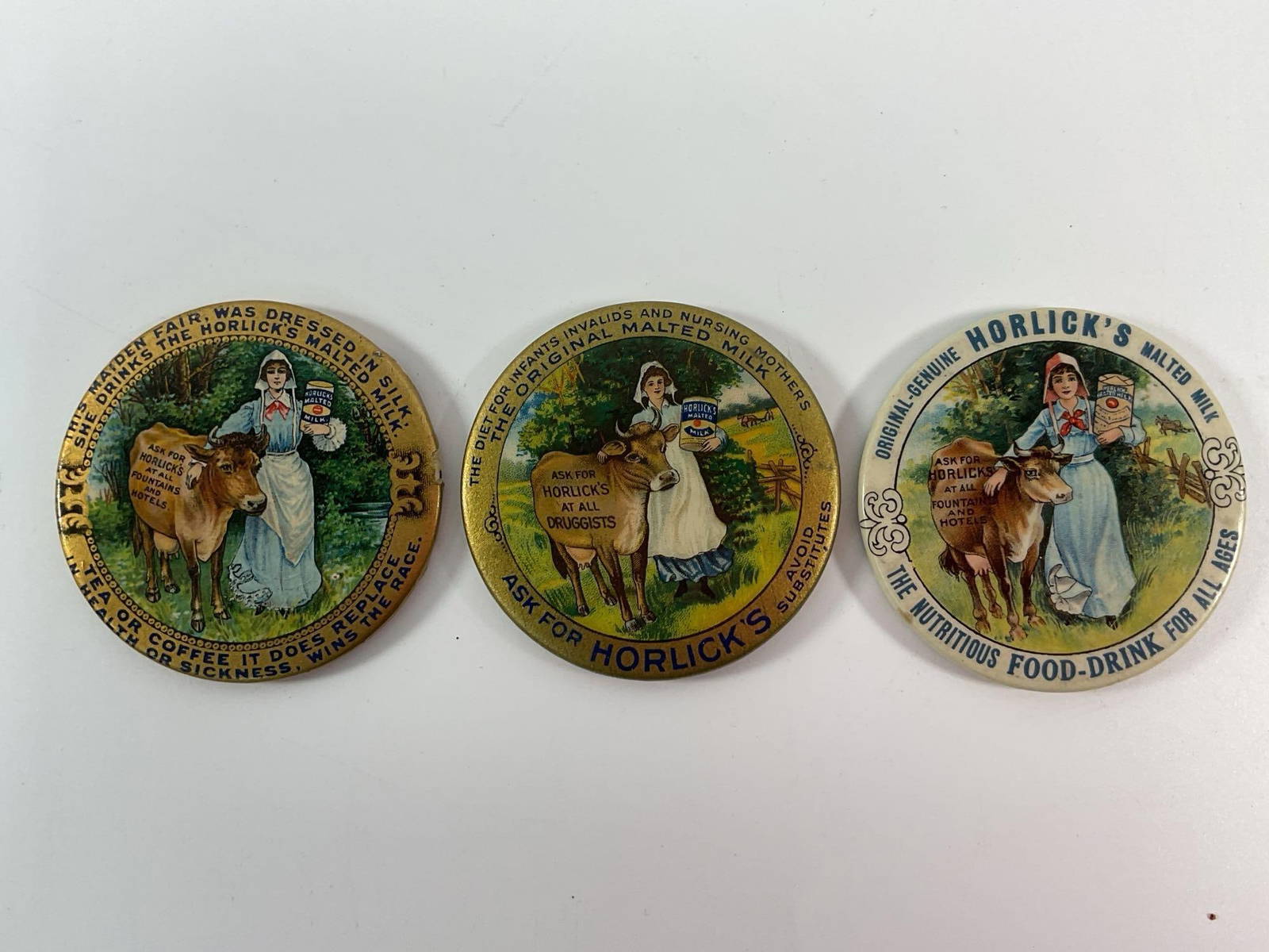 Lot Of 3 Malted Milk Pocket Mirrors - Box 17 Auction