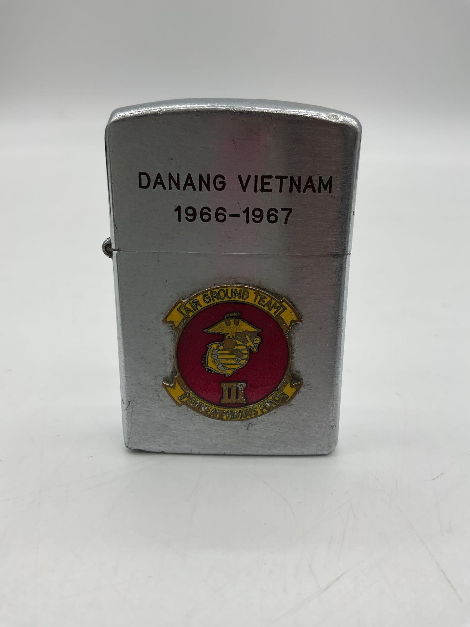 Vietnam War Era Zippo Lighter Usmc Danang 1966–1967 Etched And Enameled ...