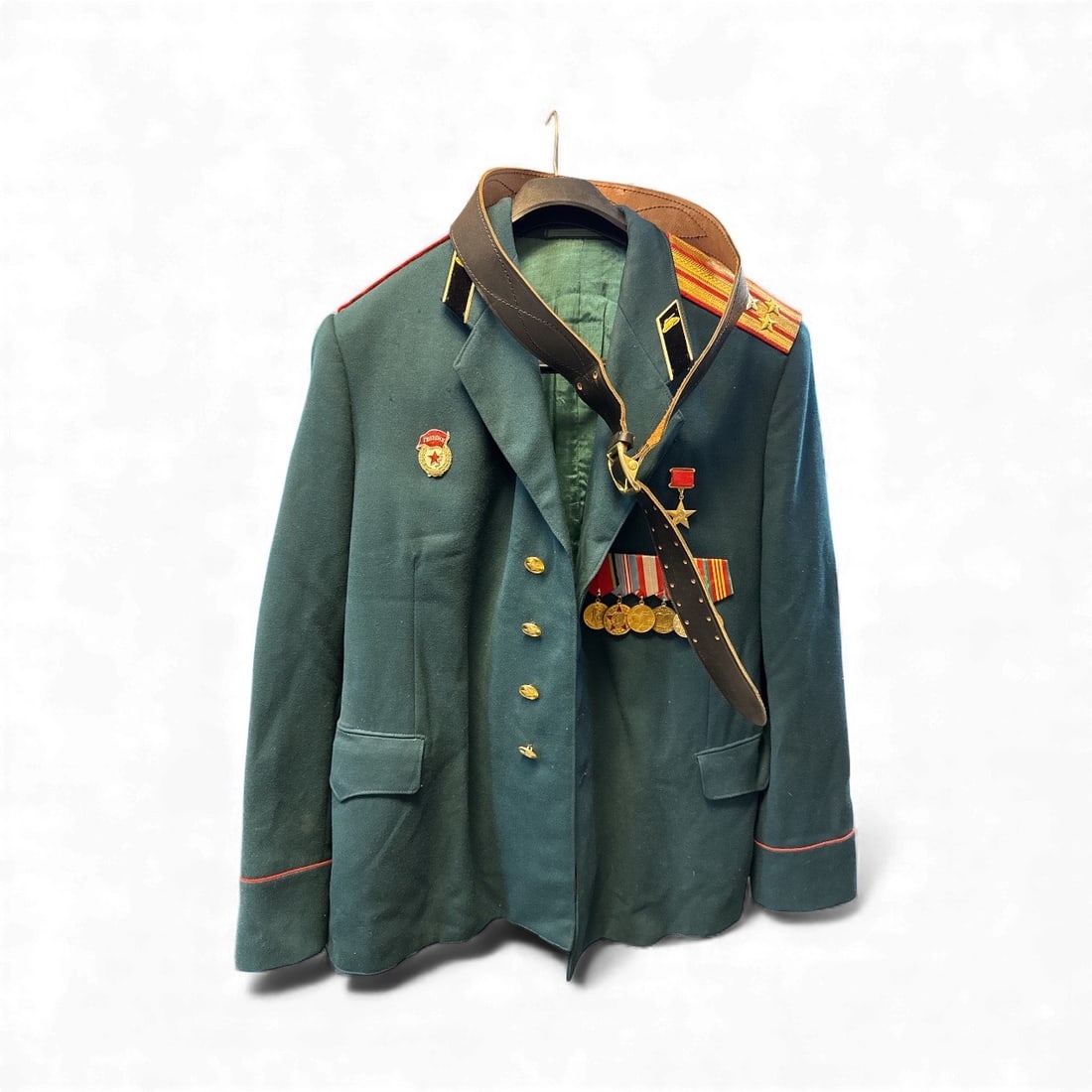 Soviet Military Uniform With Medals And Hat