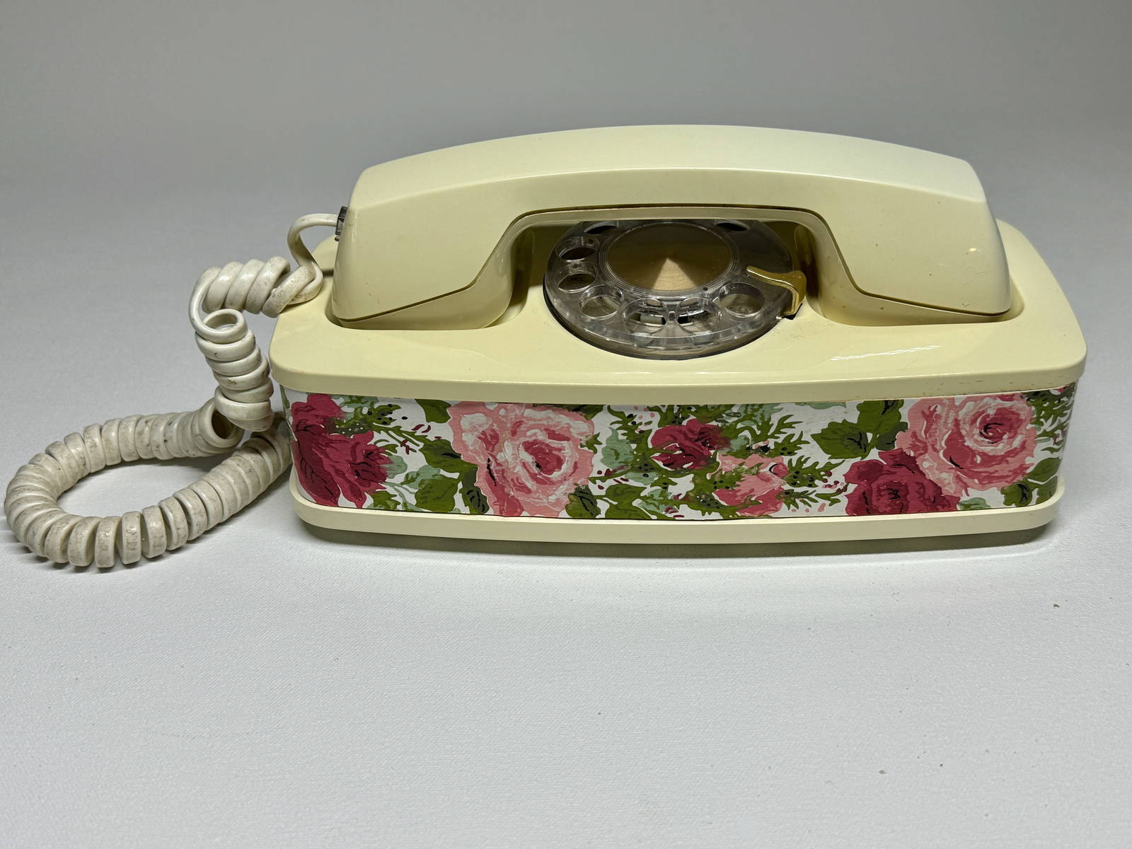 Vintage Customized Rotary Desk Telephone W Floral Wallpaper Auction