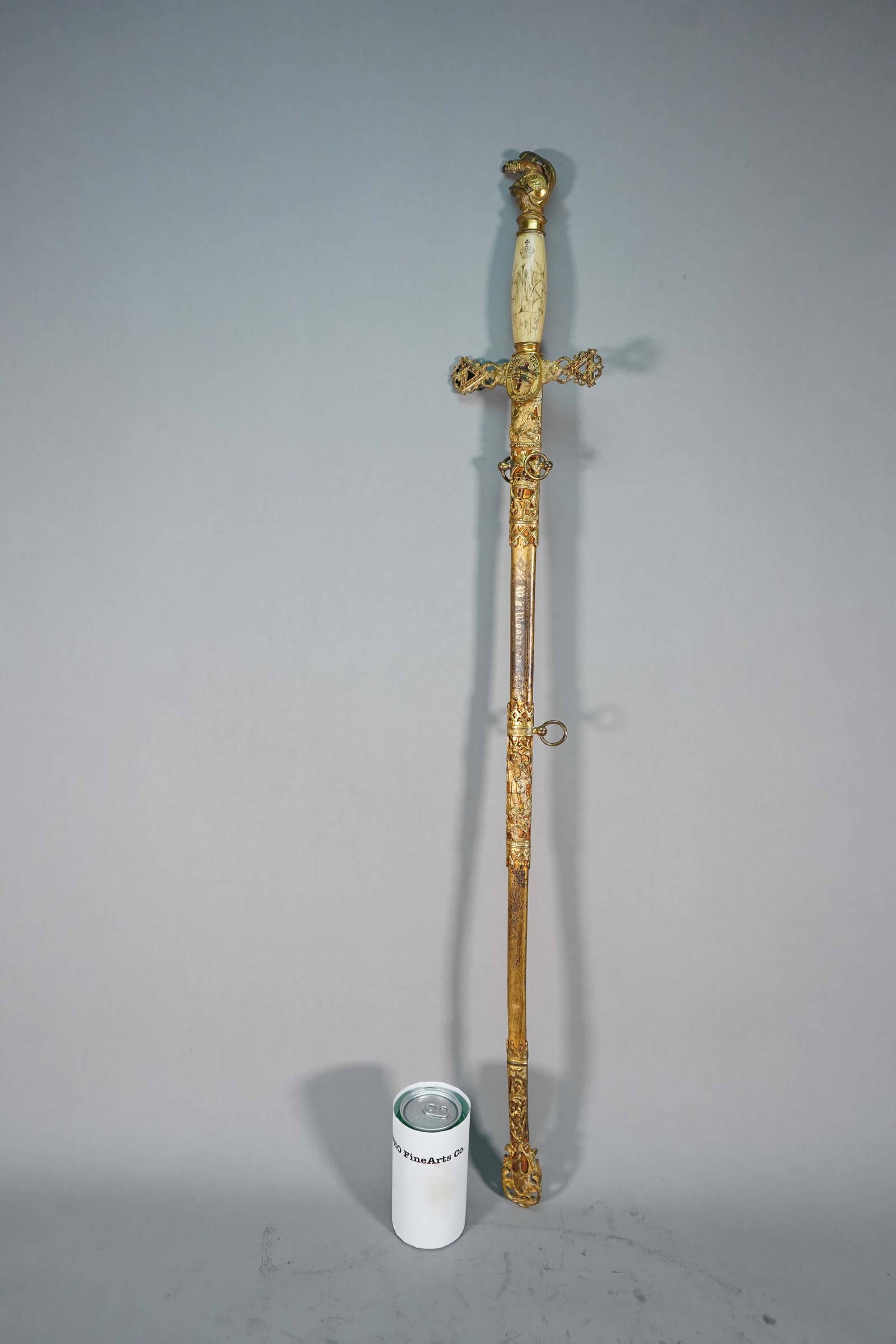 19th Century Masonic Knights Templar Sword With Bone Carved Handle Auction
