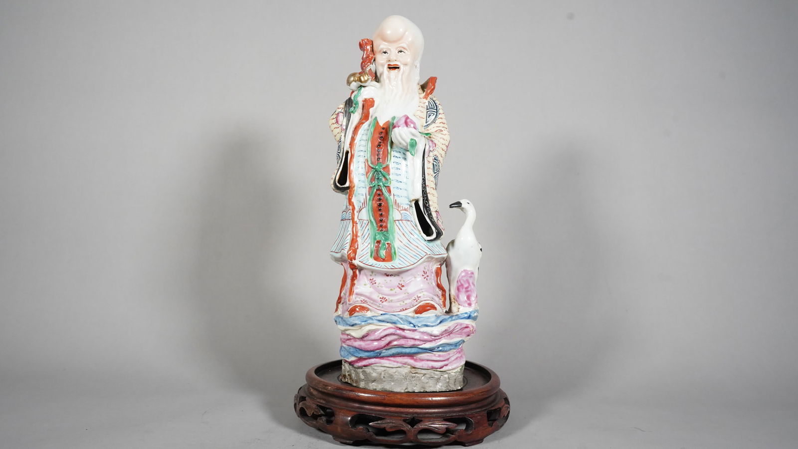 Antique Chinese Famille Rose Porcelain Statue "shou Xing" God Of ...