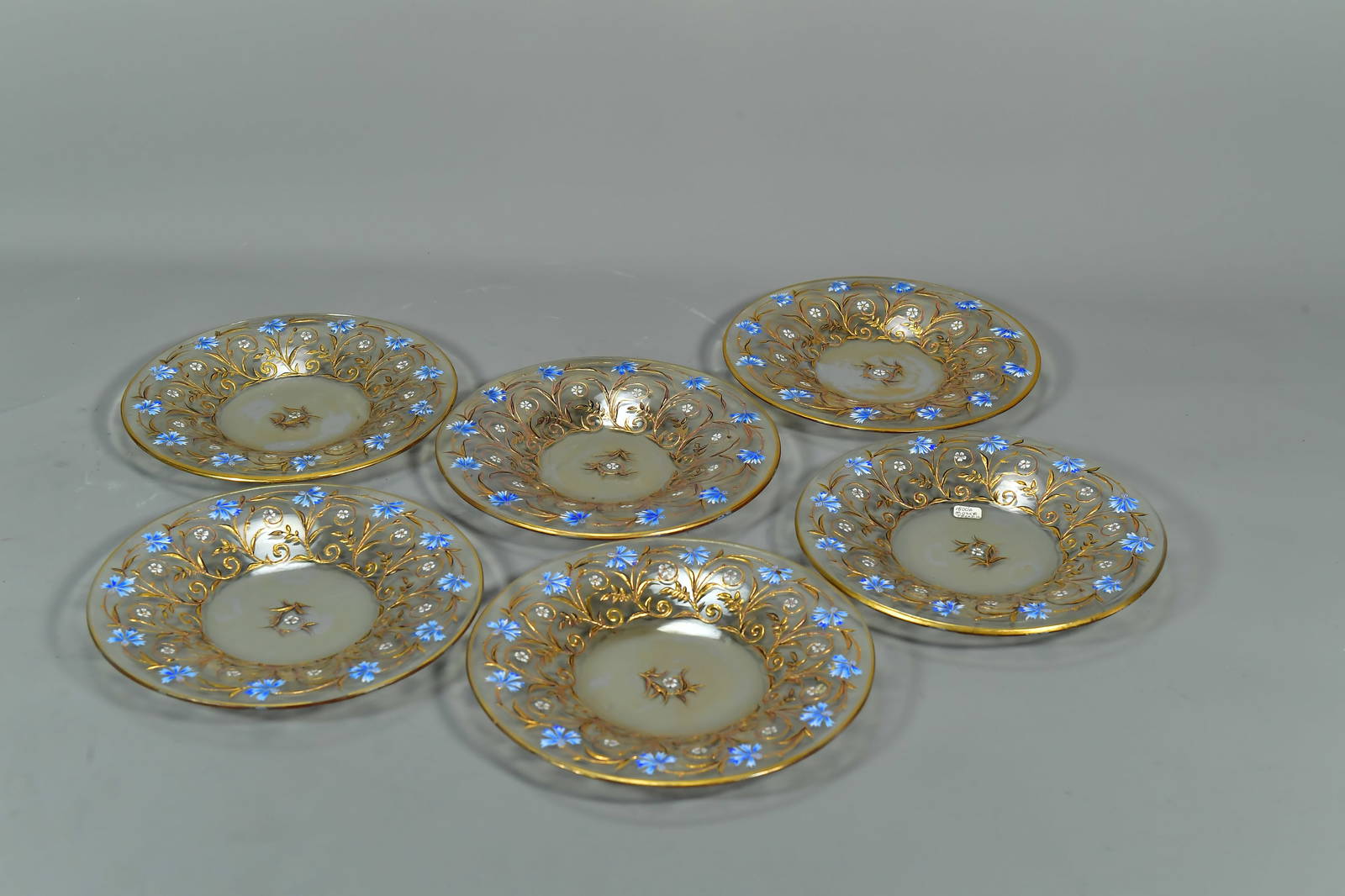 Lot Of 6 Antique French Moser Raised 22k Gold Gilt & Hand Enameled ...