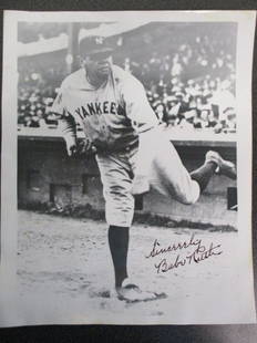 Rare Babe Ruth Signed Photograph With The Red Sox Auction